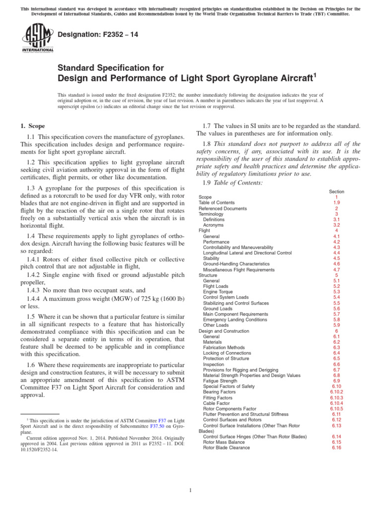 STANDARD SPECIFICATION FOR DESIGN AND PERFORMANCE OF LIGHT SPORT ...