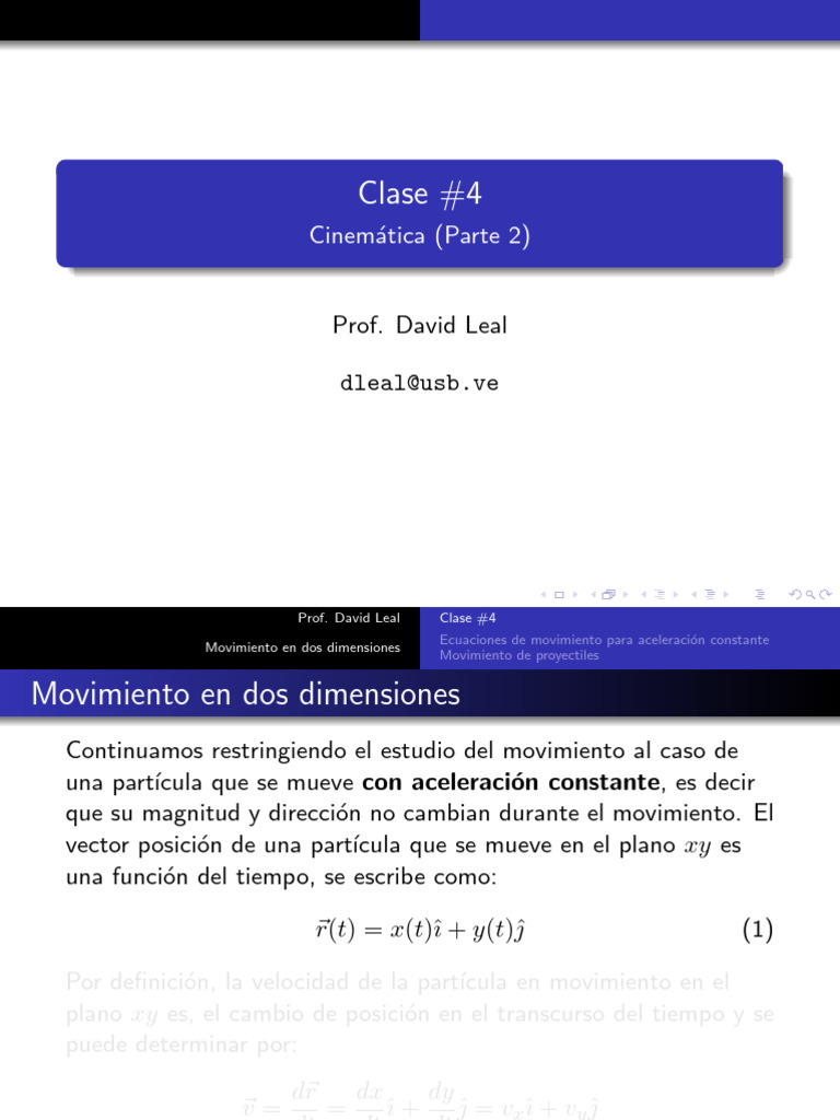 Clase #4 - Cinemática II | PDF | Aceleración | Velocidad