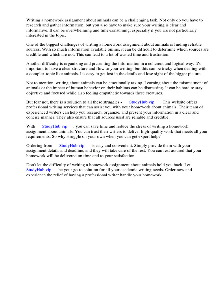 Homework About Animals | PDF | Worksheet | Homework