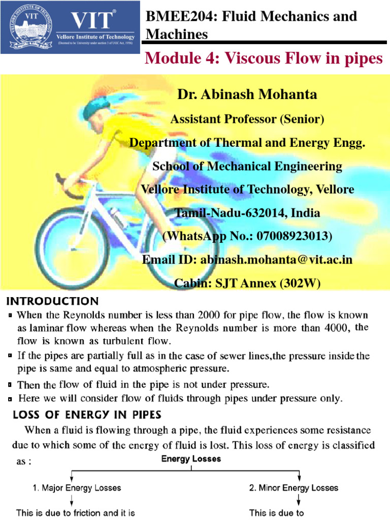 11-7. Module 4- Viscous Flow in pipes-09-03-2024 | PDF | Fluid Dynamics ...