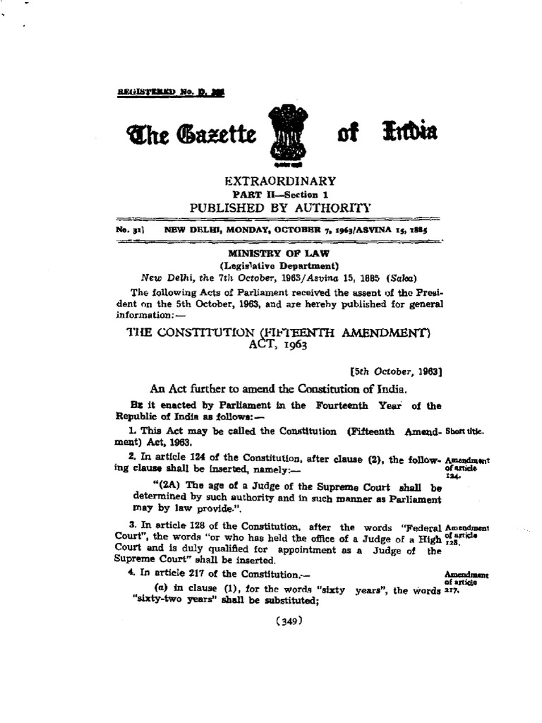 Constitution (15th Amendment) Act, 1963 | PDF | Constitutional ...