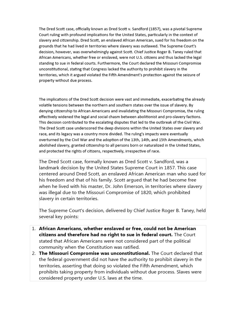 The Dred Scott Case | Download Free PDF | Dred Scott V. Sandford ...