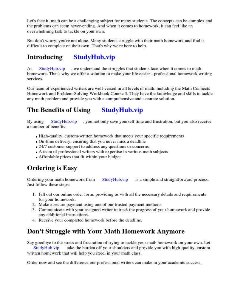 Math Connects Homework and Problem-Solving Workbook Course 3 | PDF ...