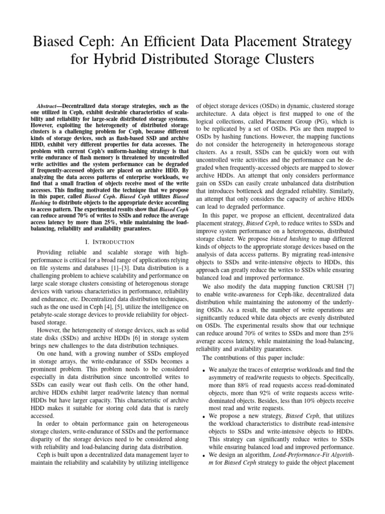 Biased_Ceph_An_Efficient_Data_Placement | PDF | Solid State Drive | Computer Data Storage
