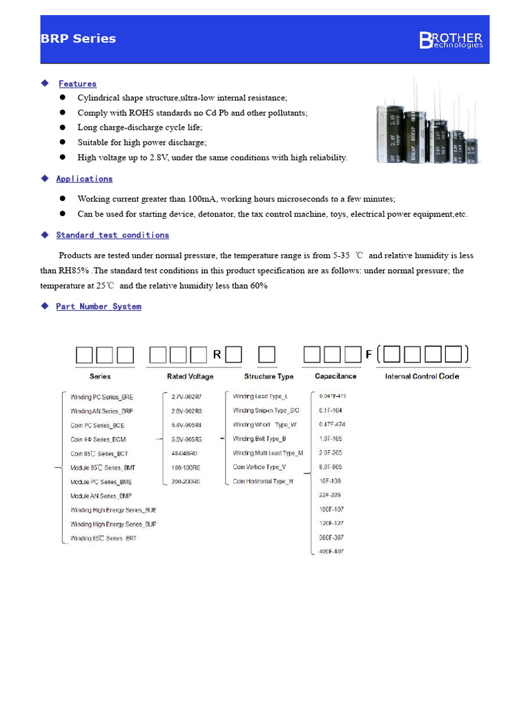 BRP Series Data Sheet | PDF | Capacitor | Power Supply