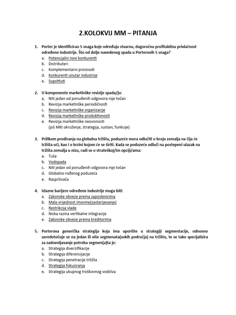 MM Pitanja Za 2.kol | PDF