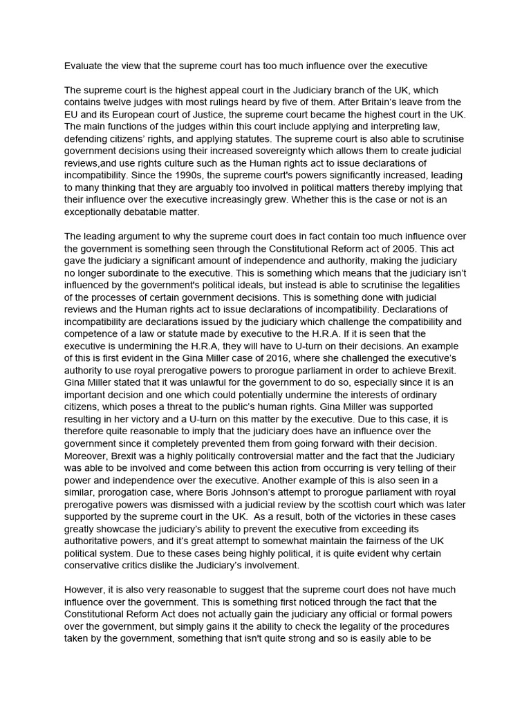 Supreme Court's Influence on Executive Power | PDF | Supreme Courts ...