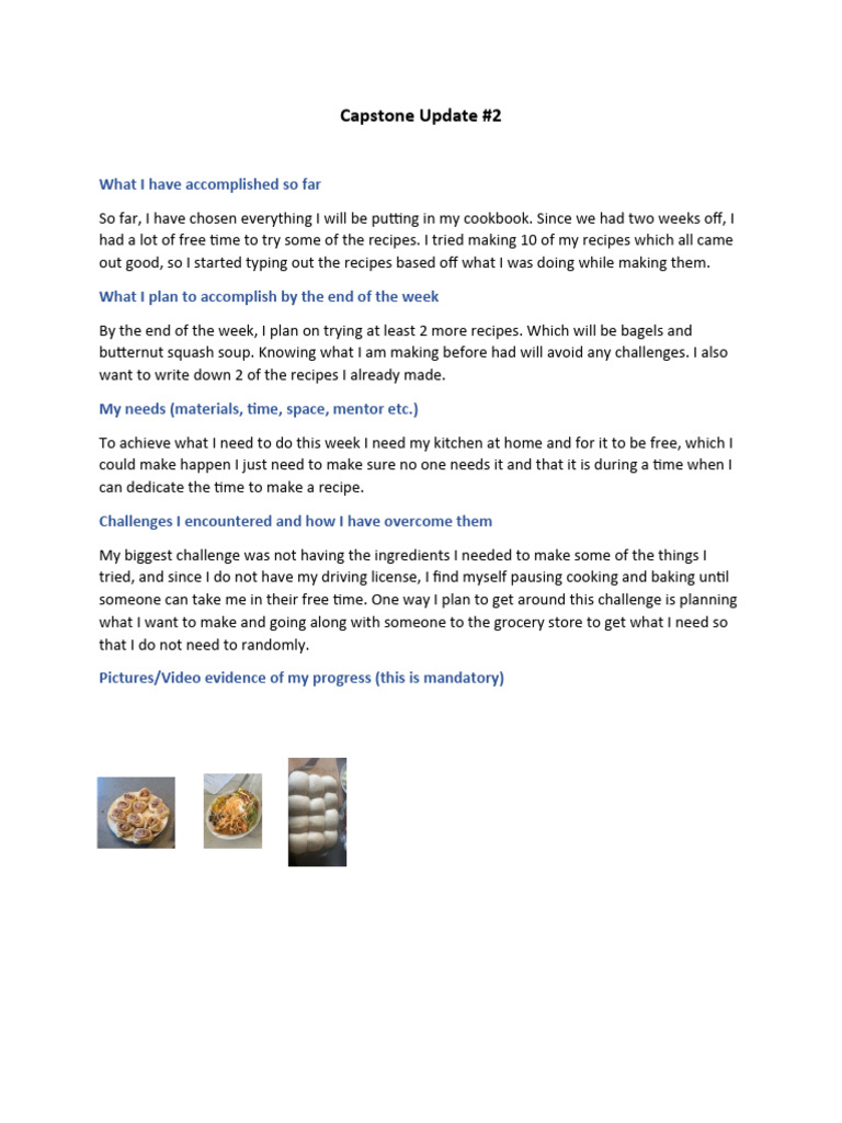 Capstone Update 2 | PDF | Cooking, Food & Wine