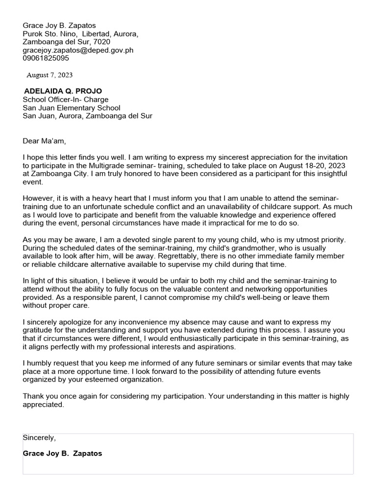 Letter of Explanation | PDF