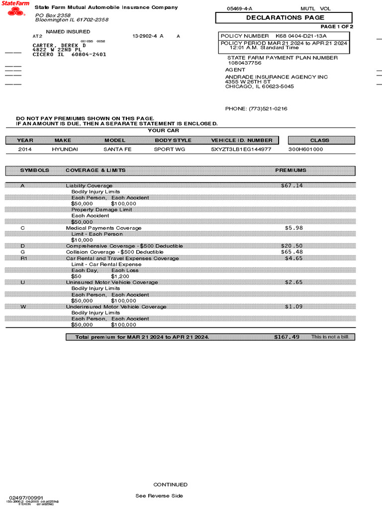 Ontario Automobile Insurance Declaration | PDF | Insurance | Vehicle ...