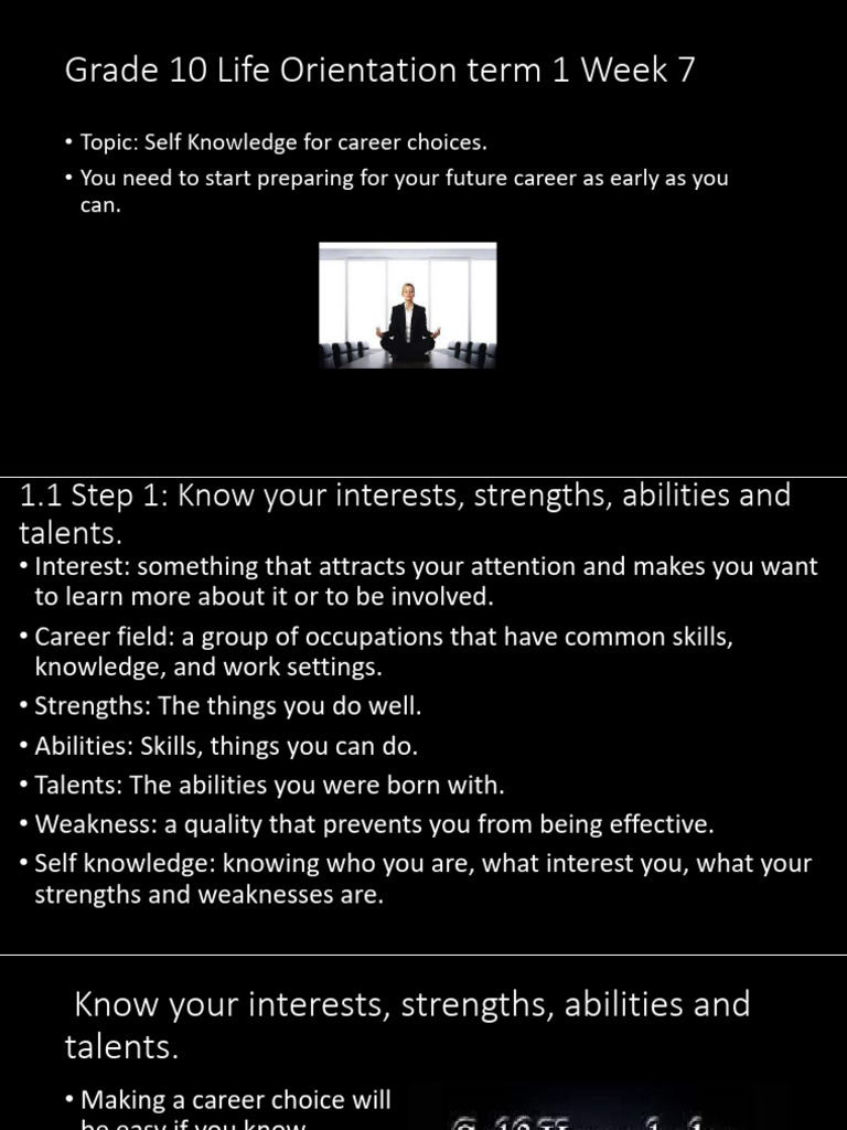 Career Choices and Self-Knowledge Guide | PDF | Cognition | Learning
