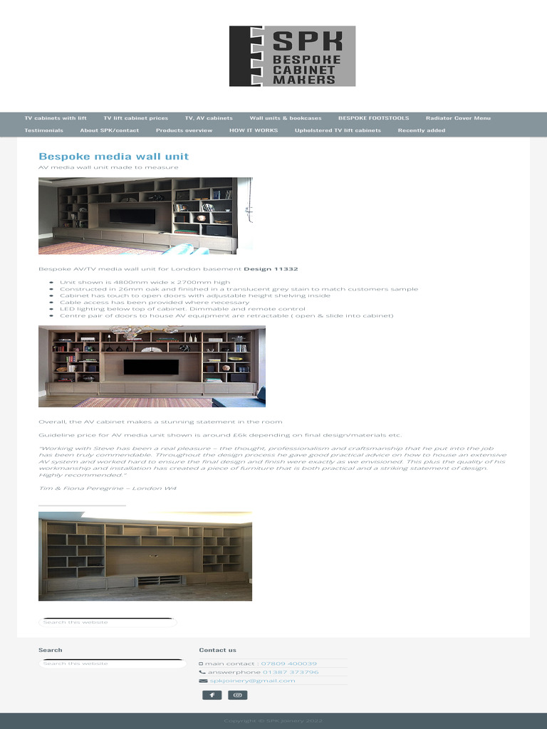 TV Wall Unit Display Wall Unit Bespoke Av Unit Bespoke TV Wall Unit TV ...