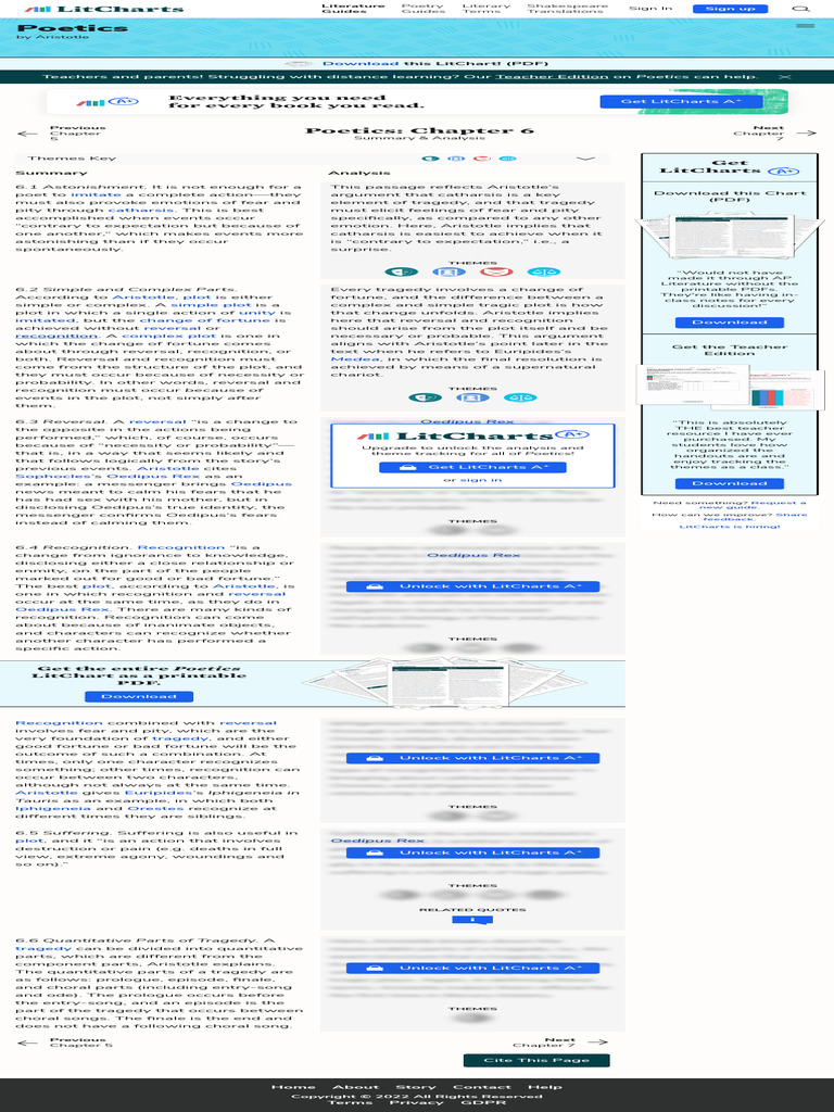 Poetics Chapter 6. Plot Species and Components Summary & Analysis ...