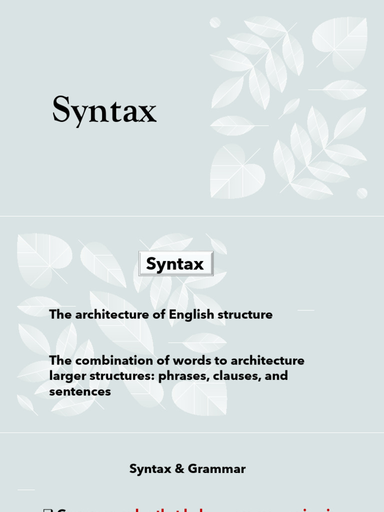 Syntax Section 1 | PDF | Clause | Syntax Syntax Section 1 | PDF | Clause | Syntax