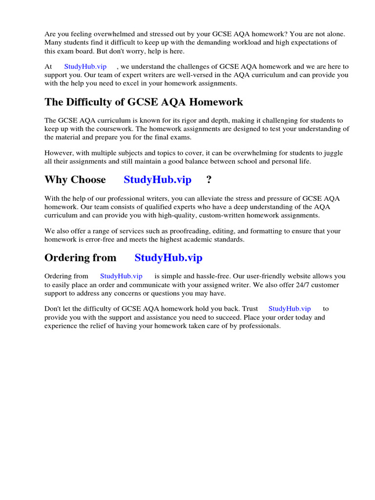 Gcse Aqa Homework | PDF | Facebook | Linked In