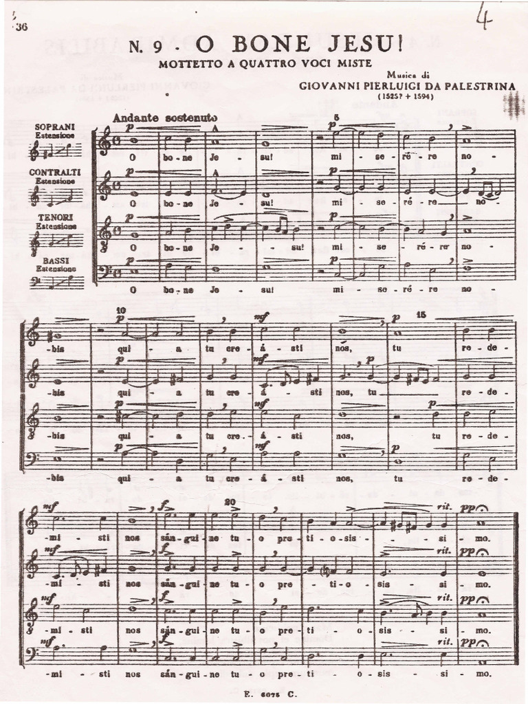 Palestrina o Bone Jesu Coro 2024 | PDF