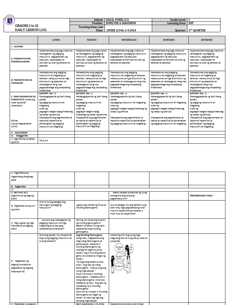 DLL - Esp 1 - Q3 - W1 | PDF