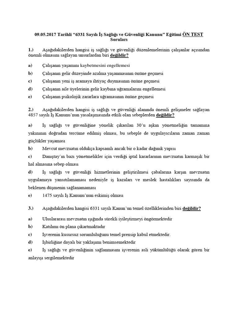 On Test - Son Test - Cevap Anahtari | PDF