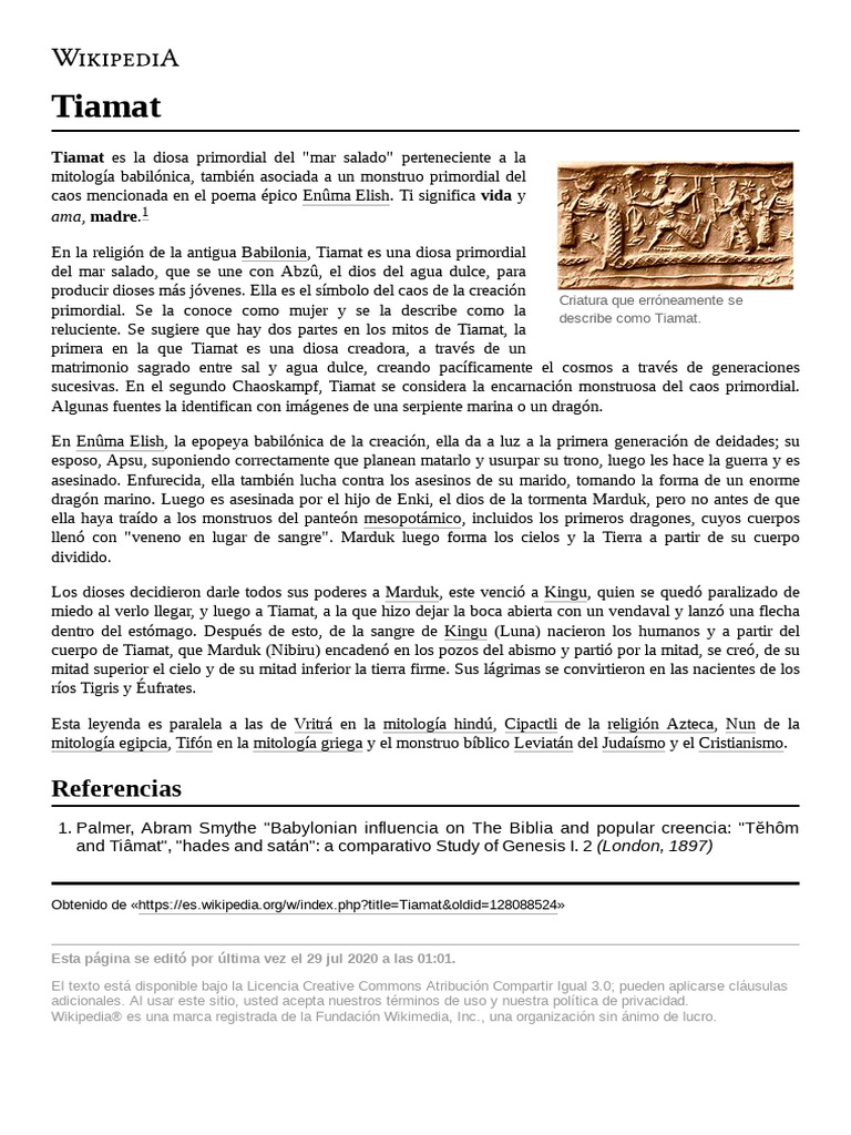 Tiamat | PDF | Mitología | Mitología comparada