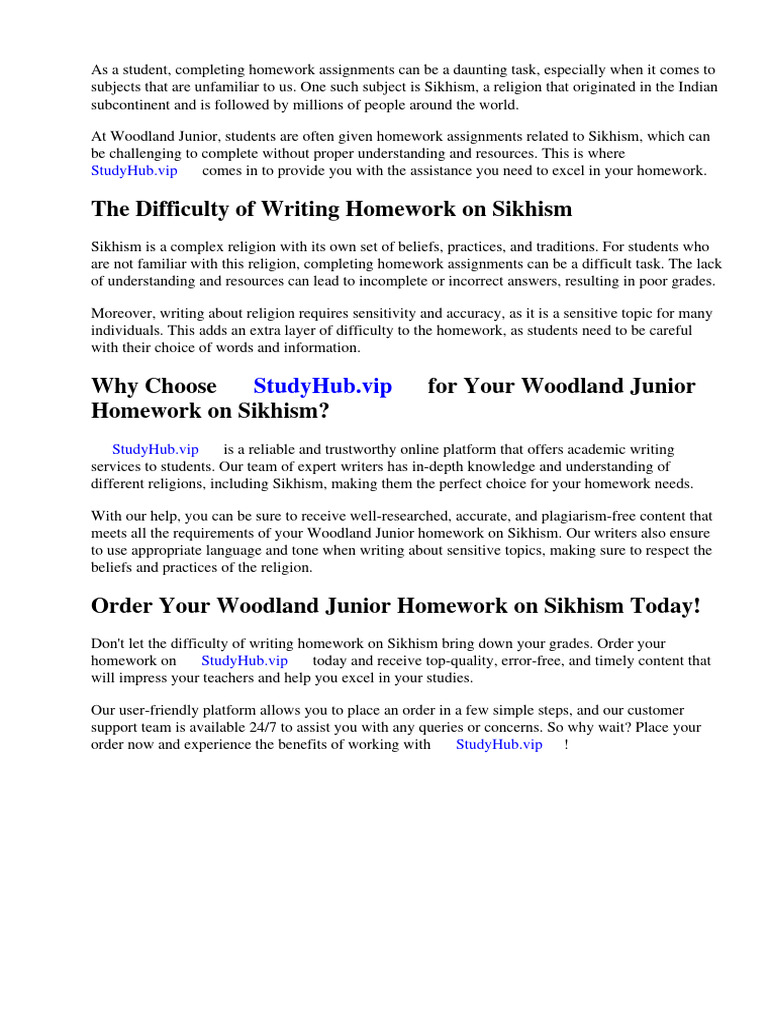 Woodland Junior Homework Sikhism | PDF | Indian Religions