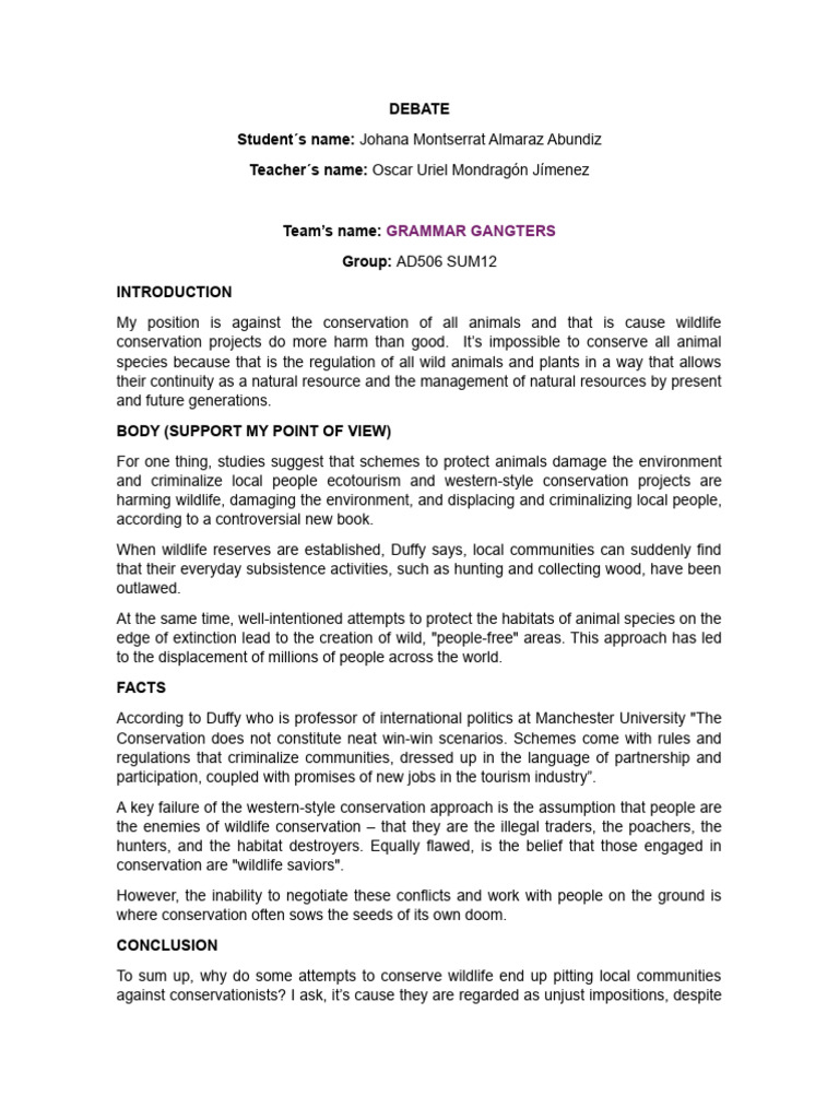 DEBATE | PDF | Conservation Movement | Hunting