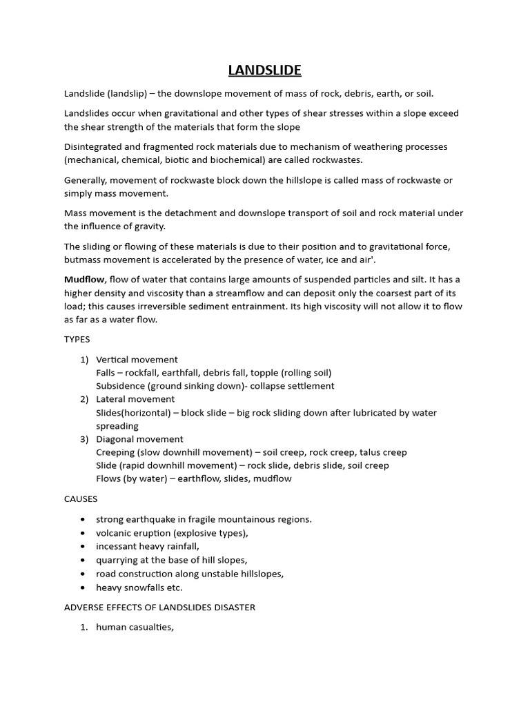 LANDSLIDE | PDF | Landslide | Emergency Management