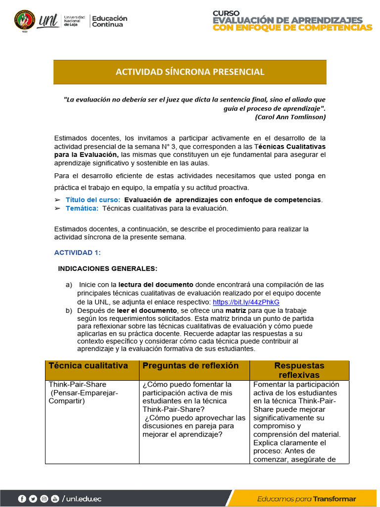 Semana 3-Actividad Síncrona | PDF | Evaluación | Aprendizaje