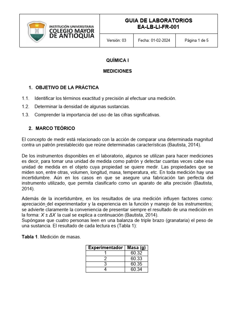 Practica 2 Mediciones | PDF | Densidad | Medición