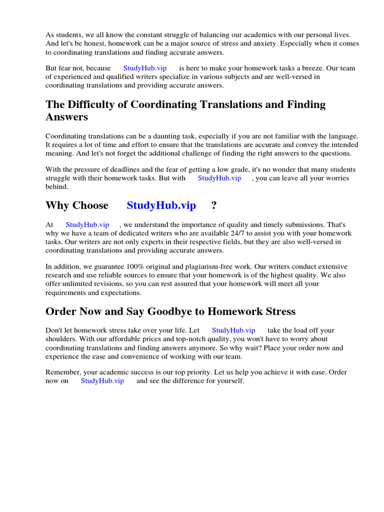 Homework Task Coordinating Translations Answers | PDF | Translation ...