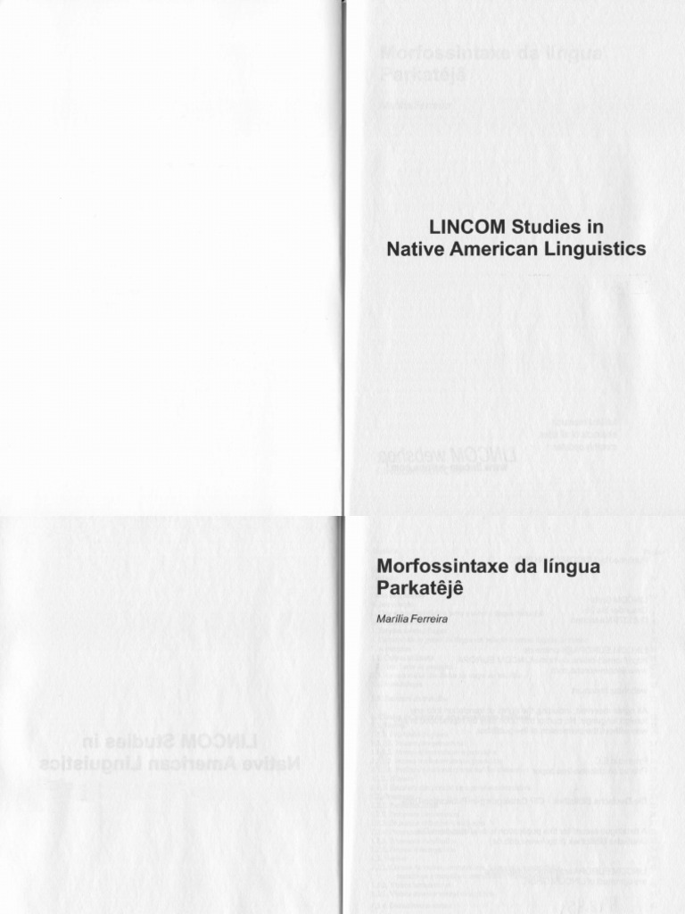 Morfossintaxe Da Língua Parkatêjê (Marília Ferreira) (Z-Library) | PDF ...