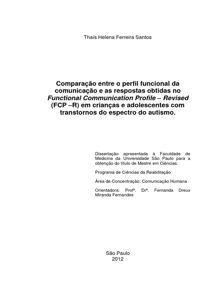 FCP-R - Perfil de Comunicação Funcional - Revisado | PDF | Comunicação ...