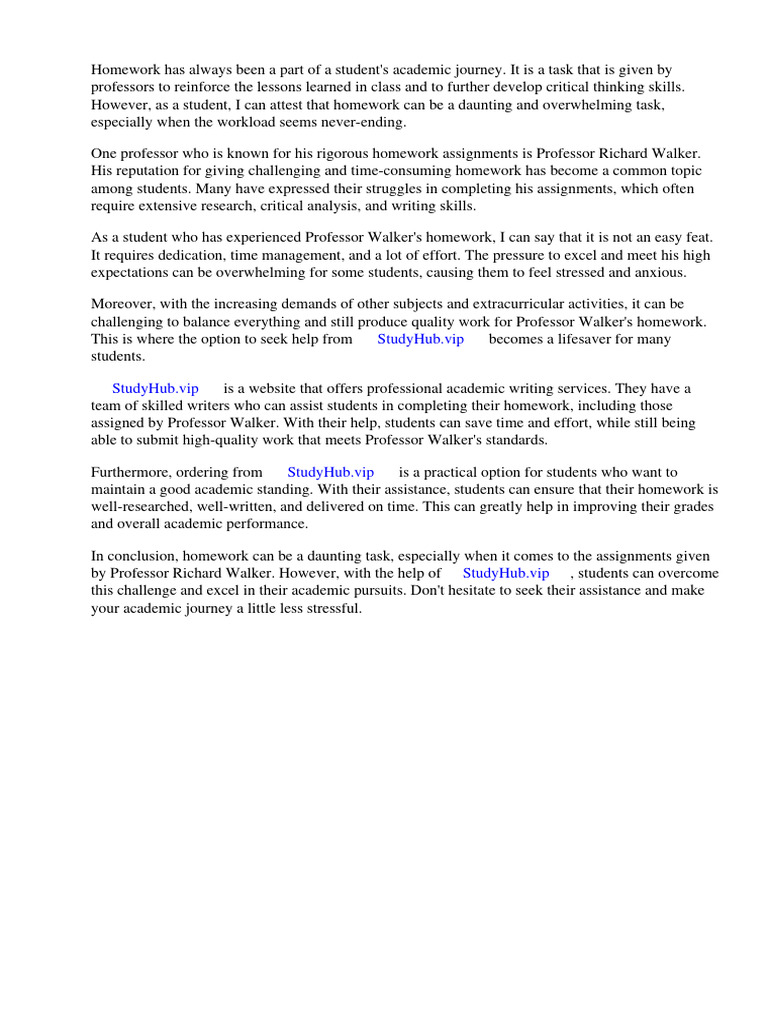Professor Richard Walker Homework | PDF | Homework