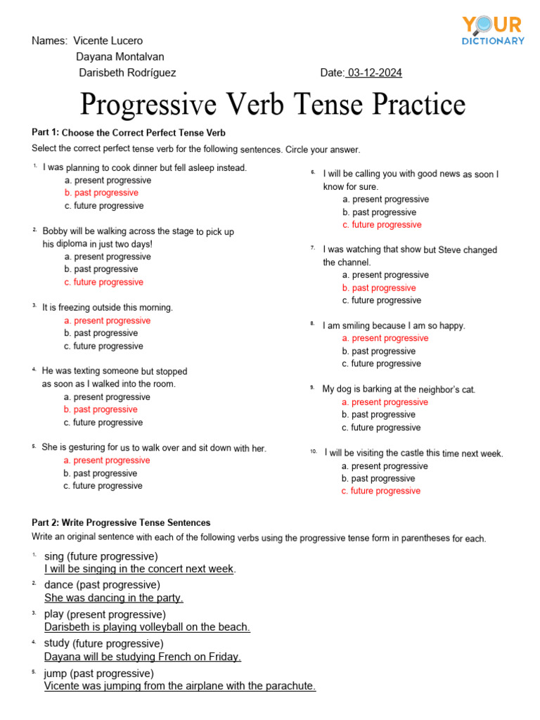 Progressive Verb Tense. | PDF | Grammatical Tense | Language Mechanics