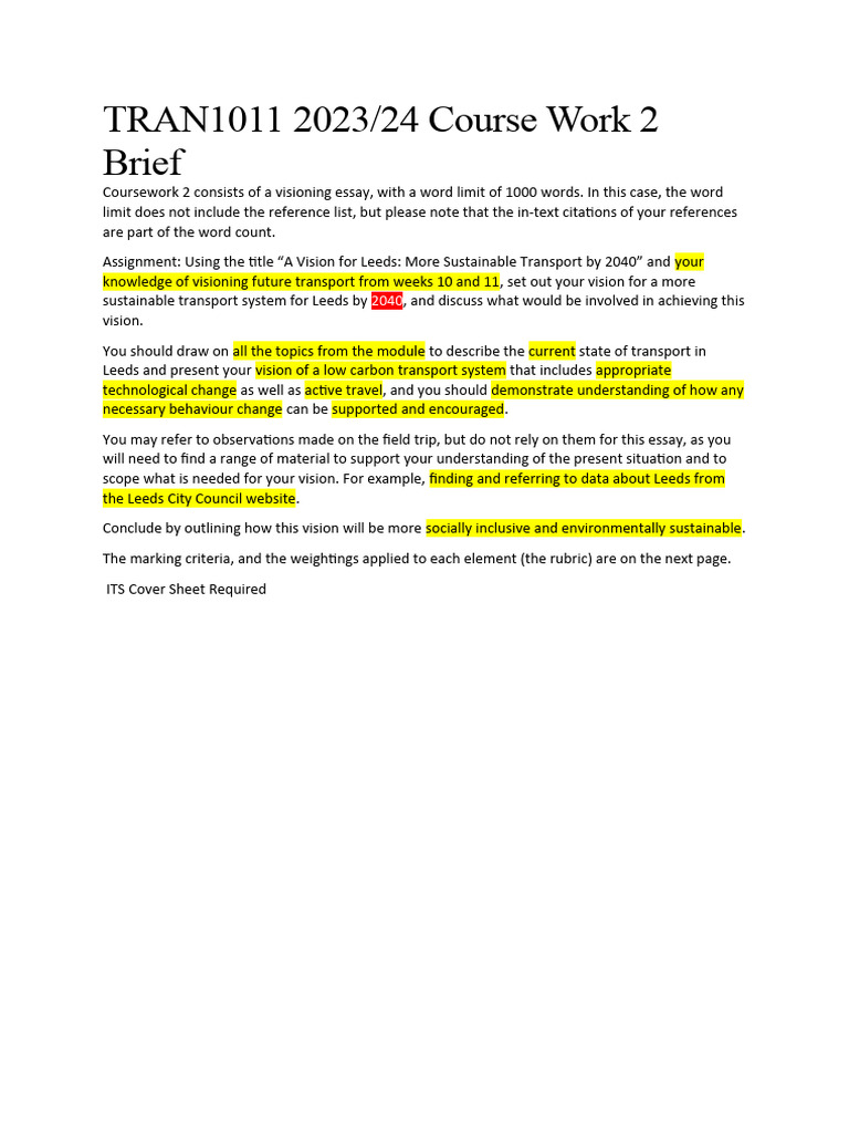 CW2 Assignment and Marking Criteria | PDF | Sustainability | Cognition CW2 Assignment and Marking Criteria | PDF | Sustainability | Cognition