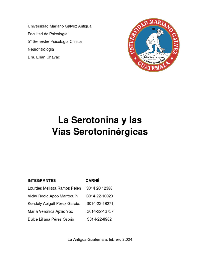 Vías y Funciones de la Serotonina | PDF | Serotonina | Trastorno ...