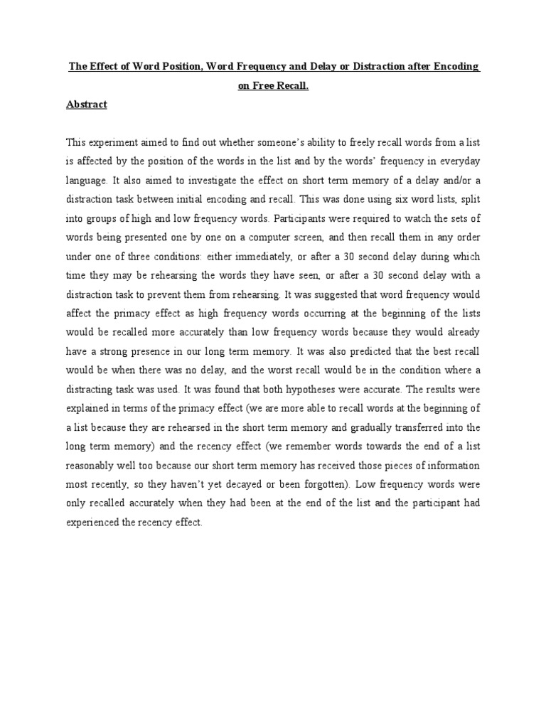 Memory Formative | PDF | Recall (Memory) | Memory