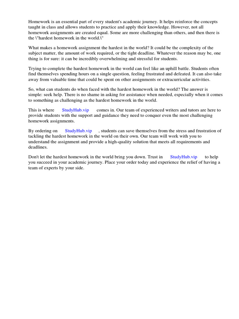 Hardest Homework in The World | PDF | Homework | Sat