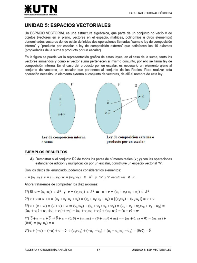 2024 - Unidad 5 - Espacios Vectoriales | PDF | Espacio vectorial | Base (álgebra lineal)