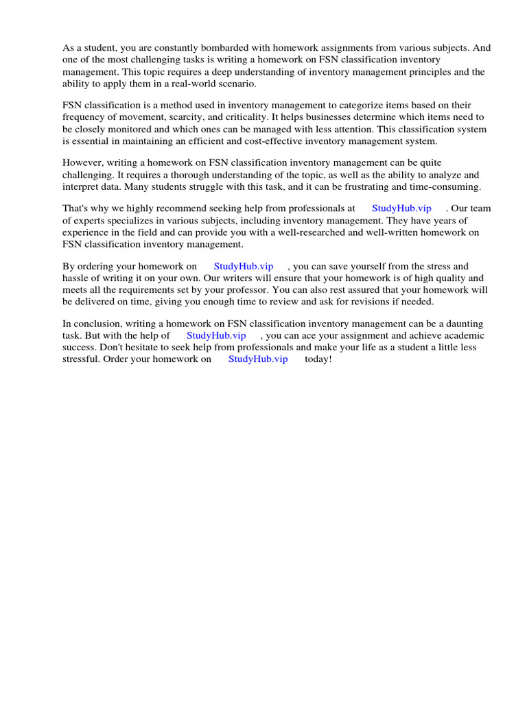 Explain FSN Classification Inventory Management Homework | PDF ...