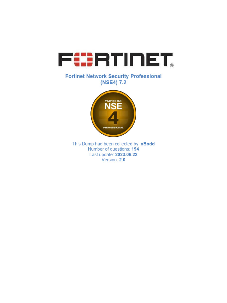 Fortinet NSE4 FGT 7.2 - 2023.06.22 194Q v2.0 | PDF | Transmission ...