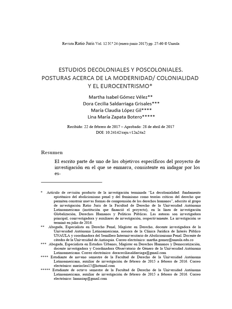 SI_Estudios Decoloniales y Poscoloniales | PDF | Poscolonialismo ...