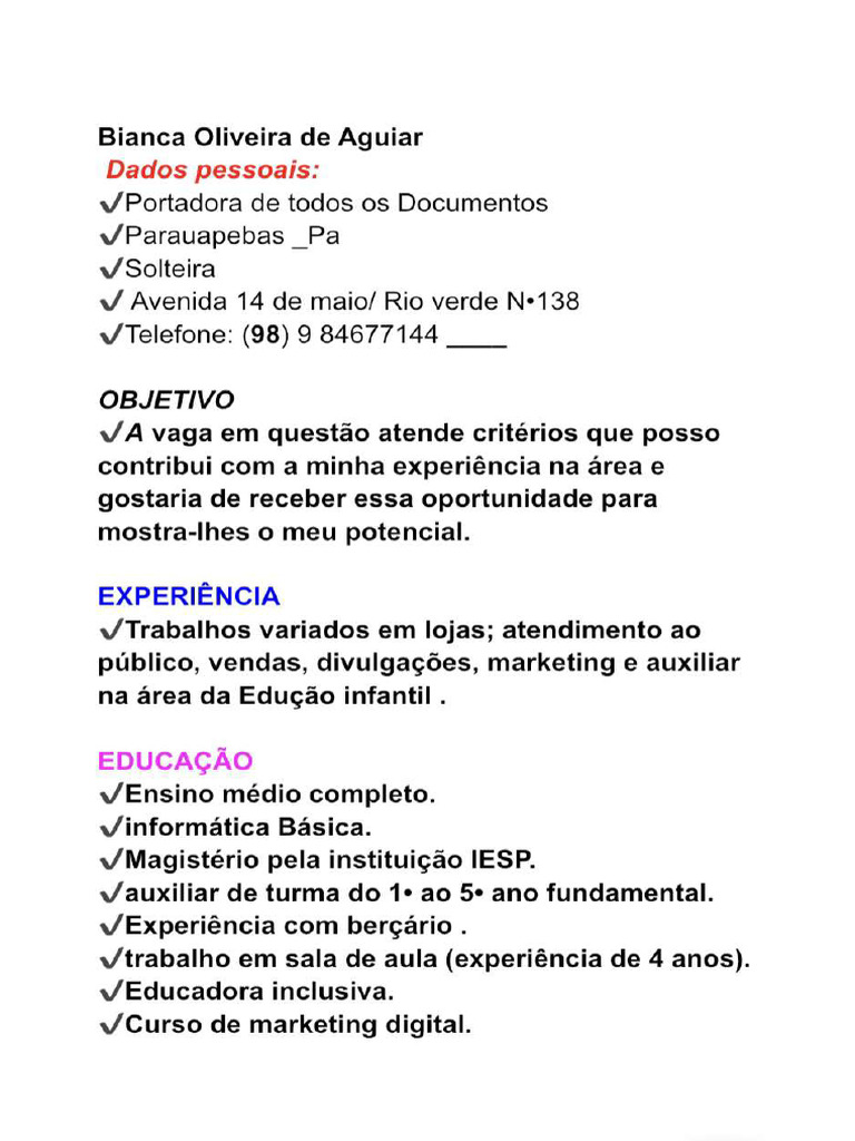 Curriculo BIANCA | PDF