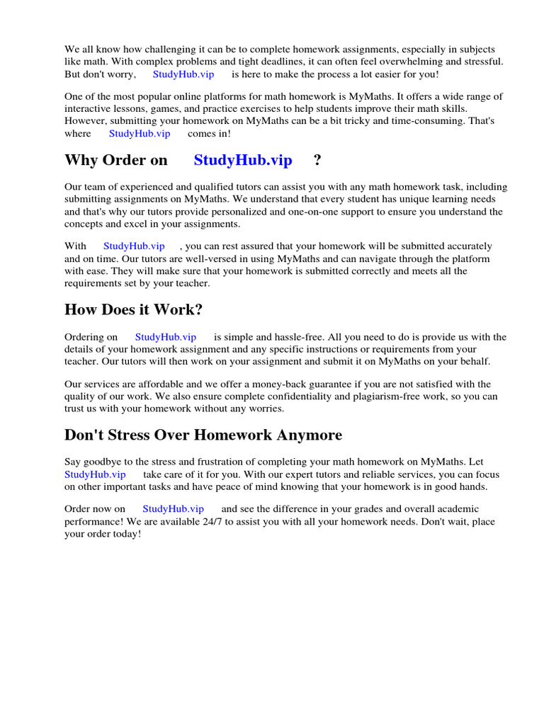 How To Submit Your Homework On Mymaths | PDF | Homework | Mathematics