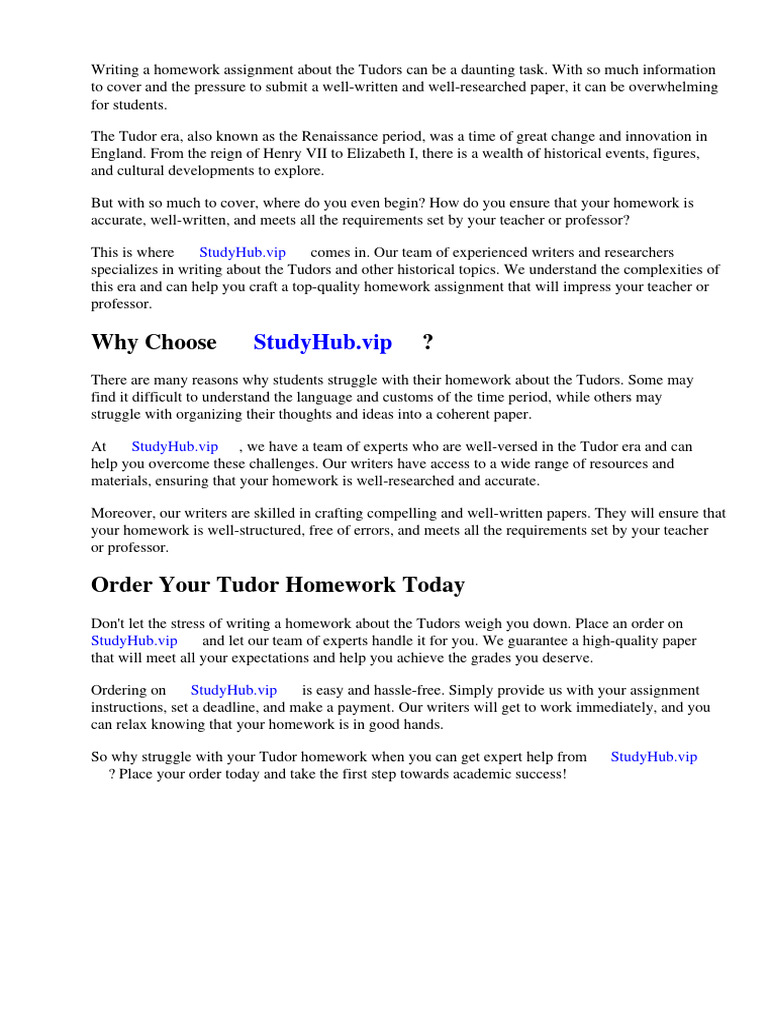 Homework About The Tudors | PDF | House Of Tudor | Homework