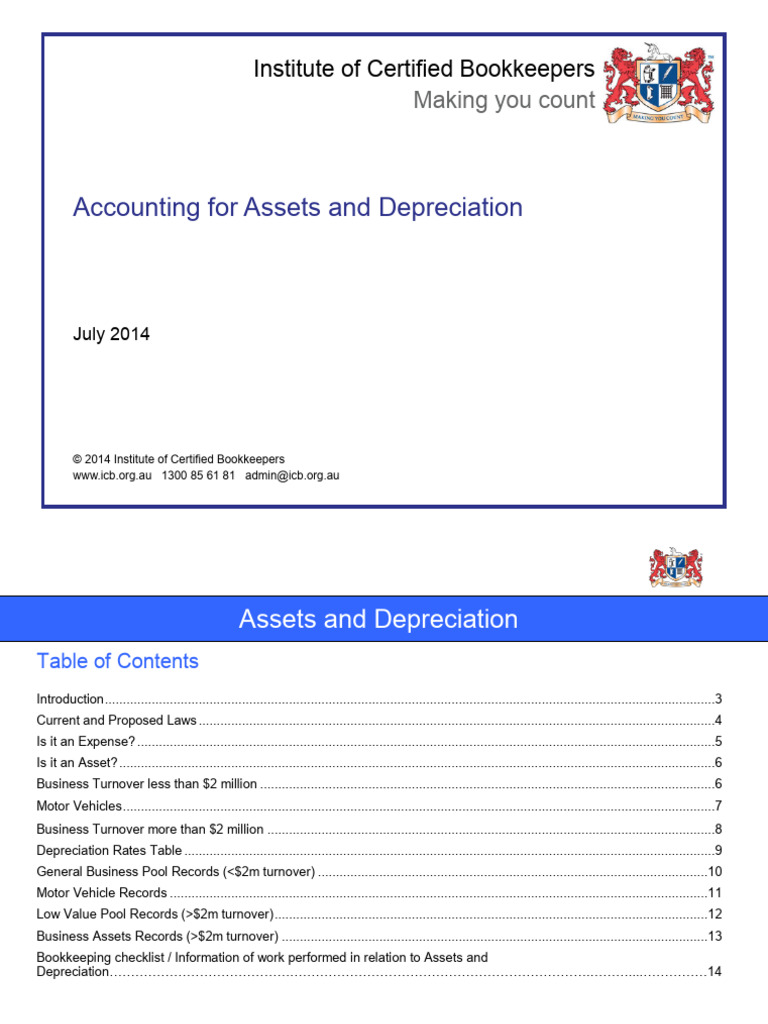 Accounting for Assets & Depreciation Guide | PDF | Depreciation ...