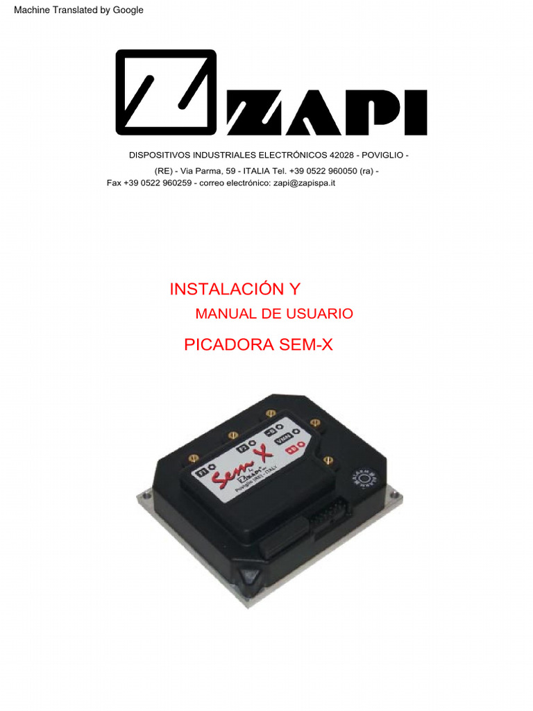 Español Zapi Sem X Manual | PDF | Resistencia Eléctrica y Conductancia | Ingenieria Eléctrica