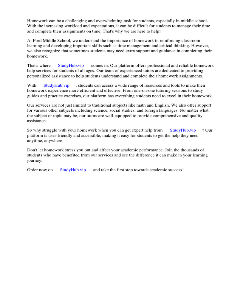 Homework Help for Middle School Students | PDF | Homework