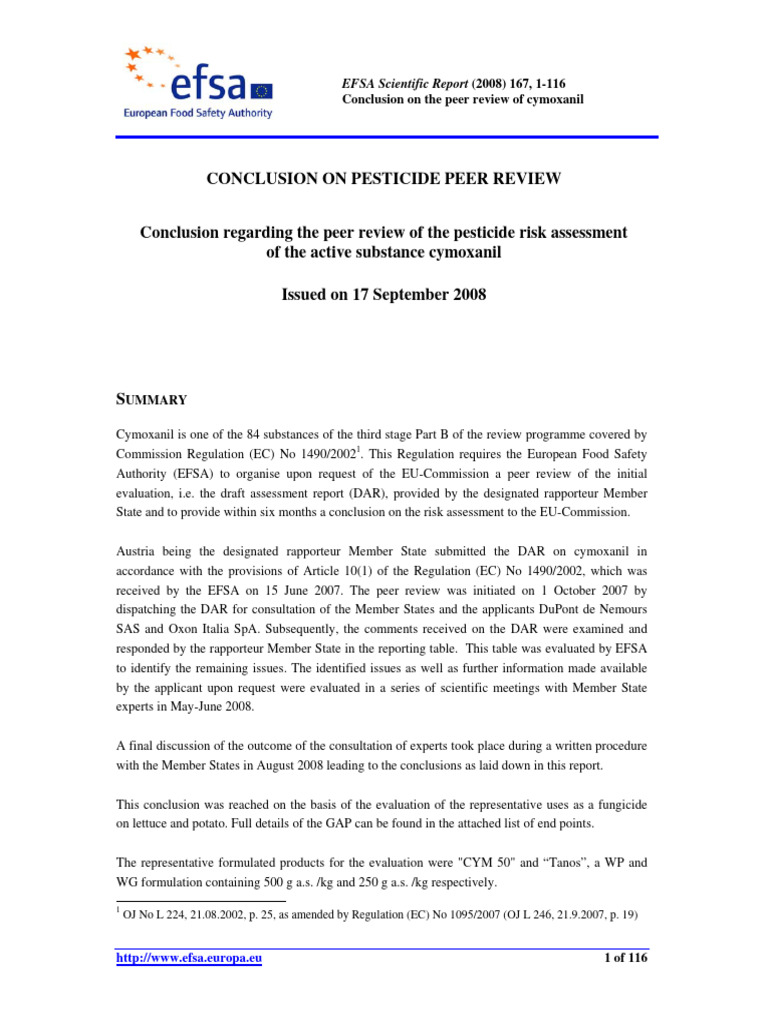 EFSA Journal - 2008 - Conclusion Regarding The Peer Review of The Pesticide Risk Assessment of ...