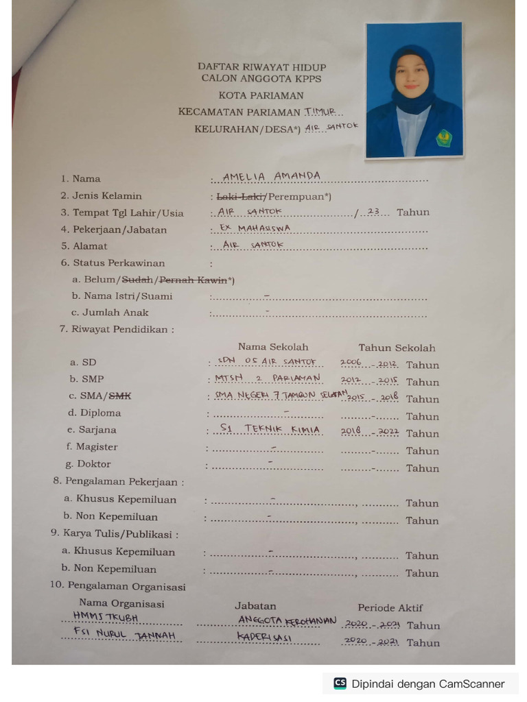 Daftar Riwayat Hidup | PDF