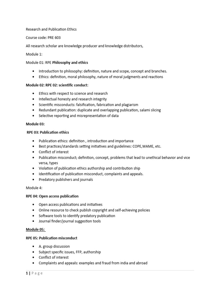 Research and Publication Ethics - Docx Refine One | PDF | Morality | Knowledge